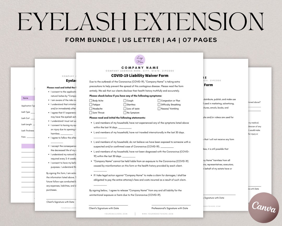 Eyelash Extension Forms, Editable Lash Templates, Esthetician Forms ...