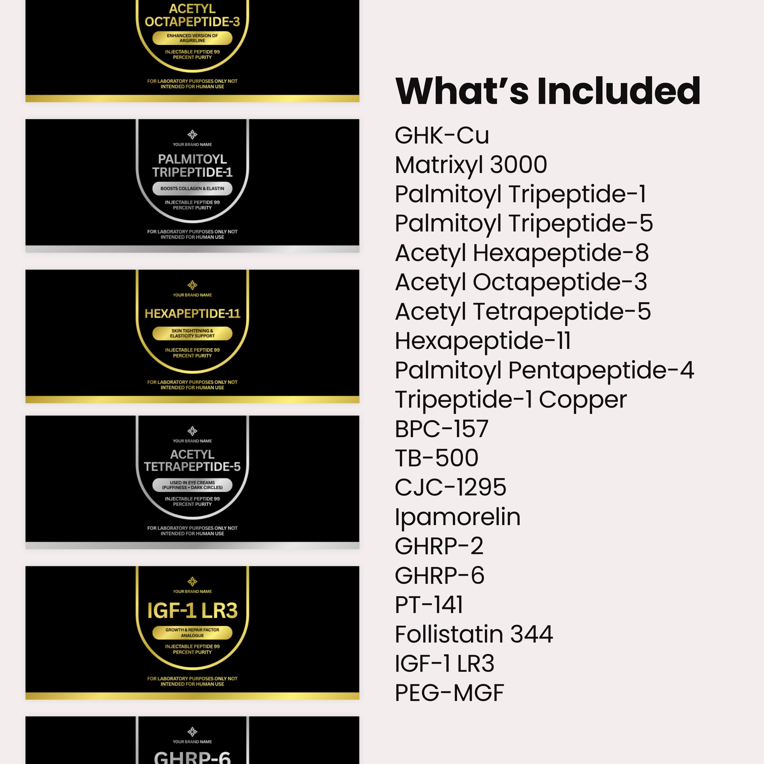 Peptide Label Templates Bundle, 20 Peptide Printable Labels, Peptide ...