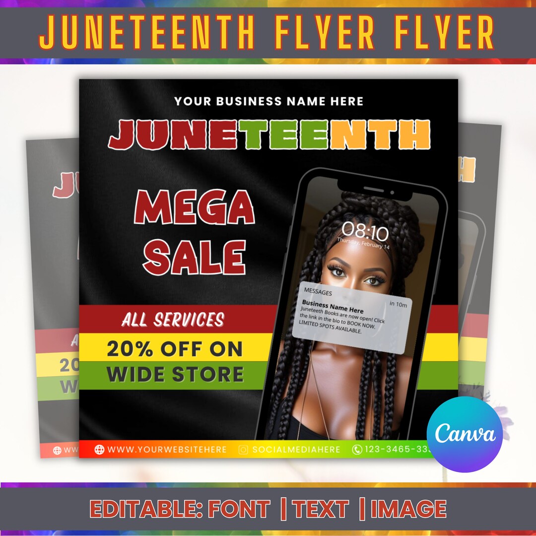 Juneteenth Flyer, Juneteenth Sale Flyer, Editable Flyer Template ...