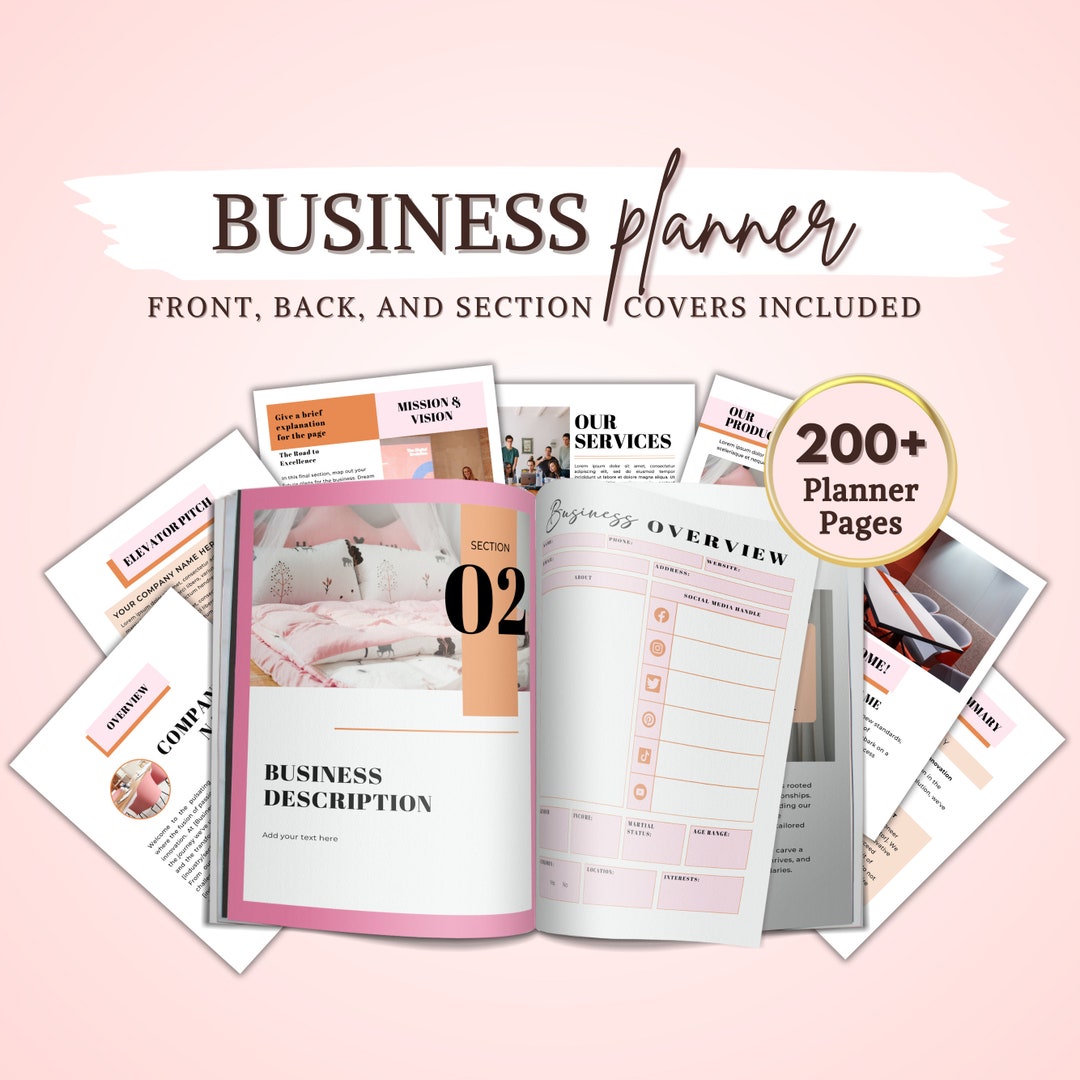 Minimalist Editable Business Planner, Printable Business Planner Bundle ...