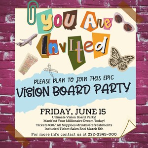 Editable Vision Board Flyer, Vision Board Flyer, Manifesting Event ...