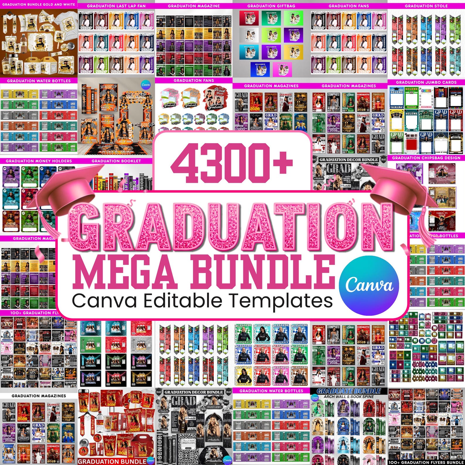 4300+ Graduation Mega Bundle Templates,class of 2026 Grad Party Bundle ...