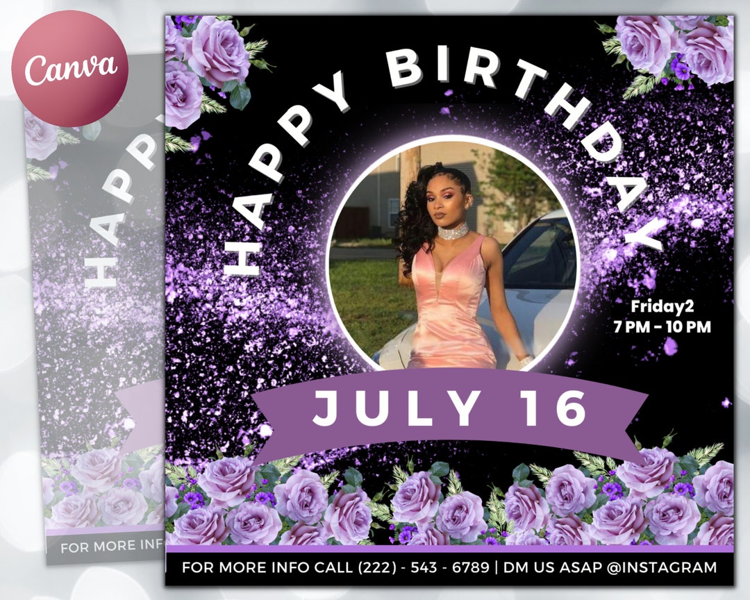 Happy Birthday Flyer, Editable Birthday Flyer, Birthday Girl Invitation ...