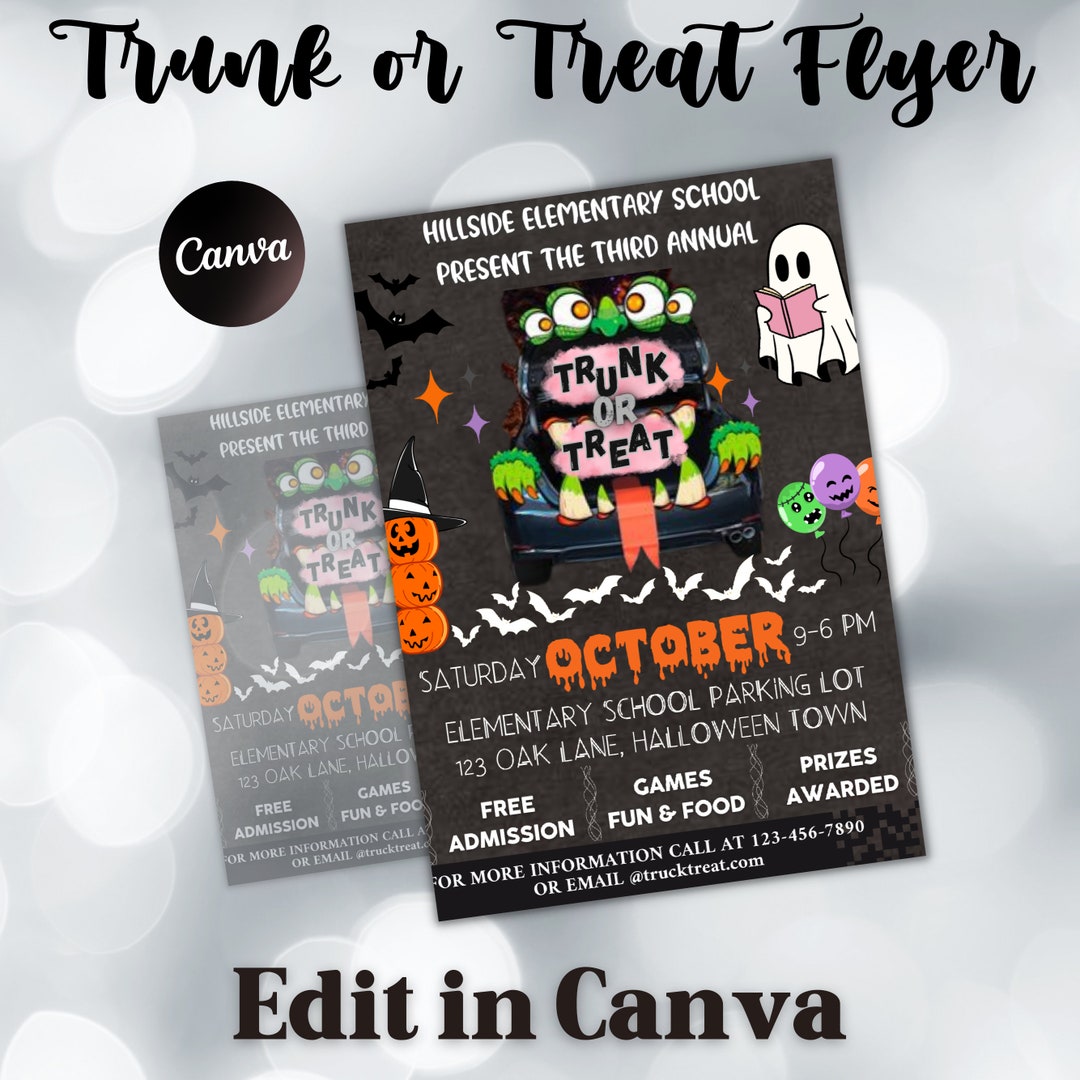 EDITABLE Trunk or Treat, Halloween Flyer, Trunk or Treat Invitation ...