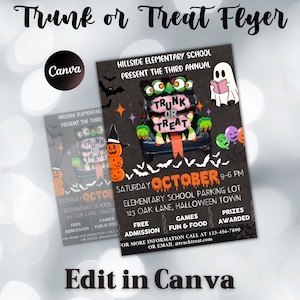 Trunk or Treat Flyer Editable Halloween Trunk or Treat Invitation Flyer ...
