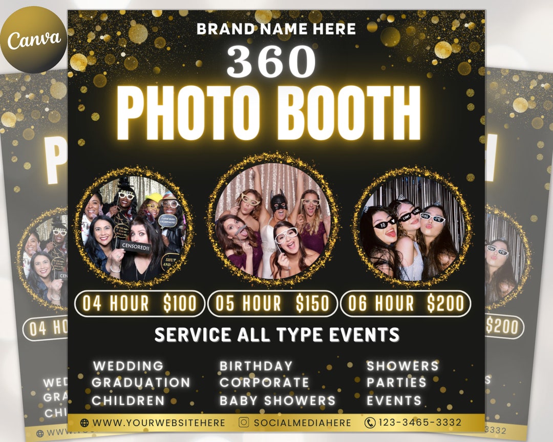 360 Photo Booth Rental Flyer | DIY Event Photography Rental Party ...