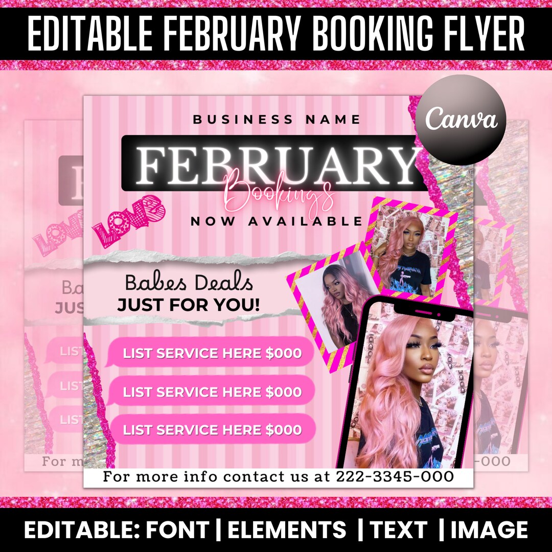 February Booking Flyer, Valentines Day Hair Flyer, Valentines Day Flyer ...