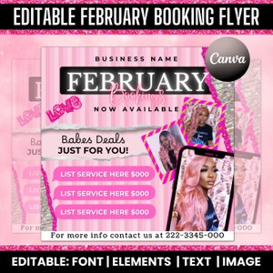 February Booking Flyer, Valentines Day Hair Flyer, Valentines Day Flyer ...