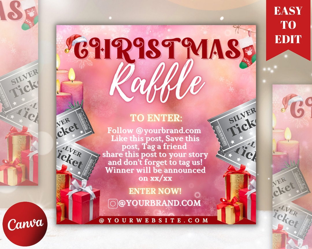 Editable Christmas Raffle Ticket Flyer Template, Giveaway Flyer ...