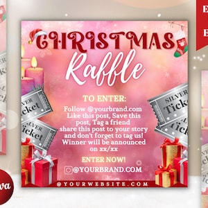 Editable Christmas Raffle Ticket Flyer Template, Giveaway Flyer ...