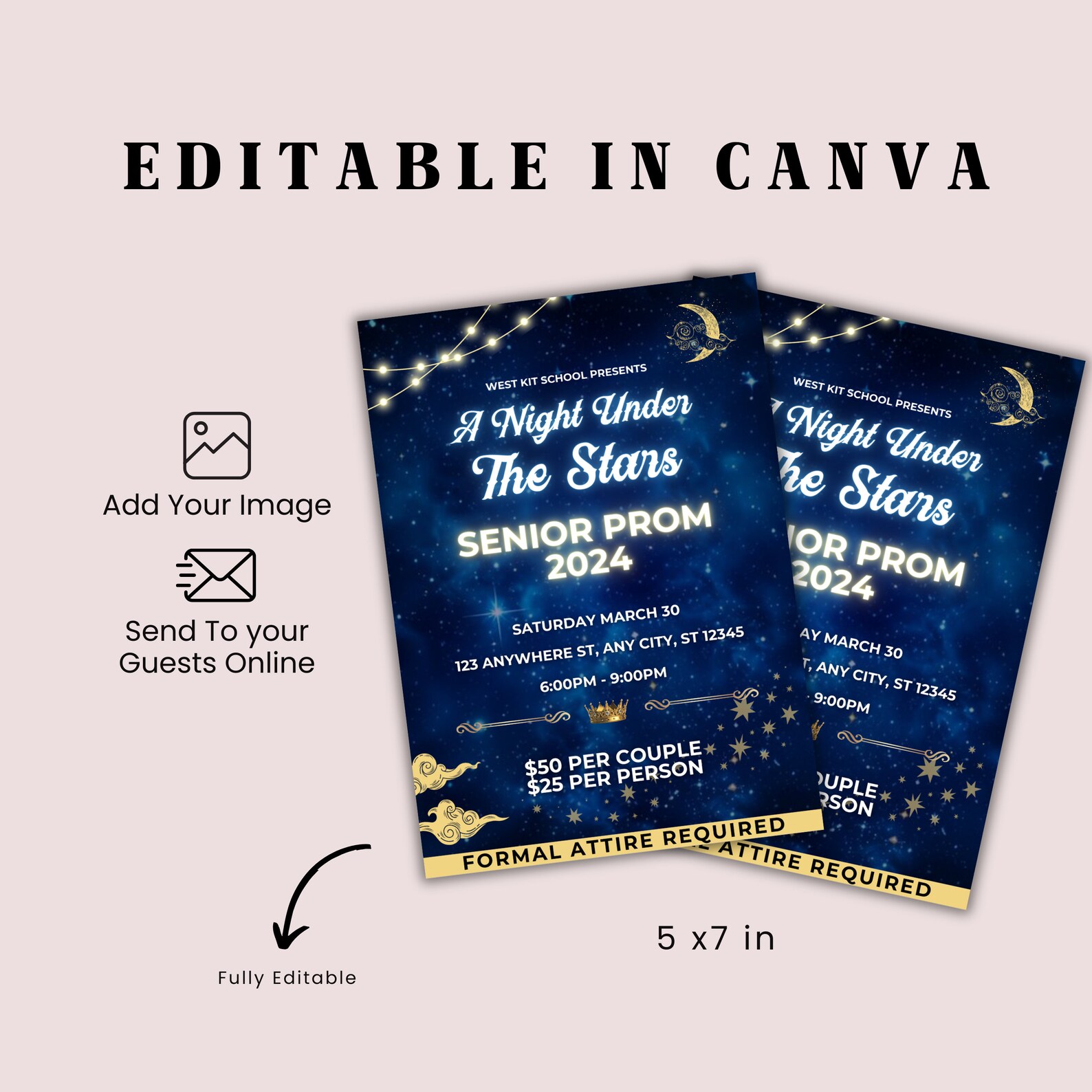 Prom Send off Invitation Flyer, A Night Under the Stars Prom Flyer ...