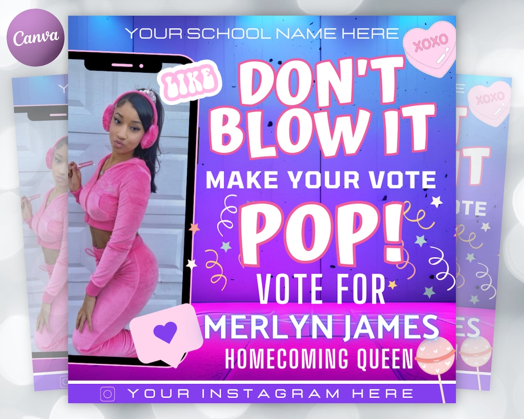 Homecoming Pop the Vote Flyer| DIY Voting Campaign Election High School ...