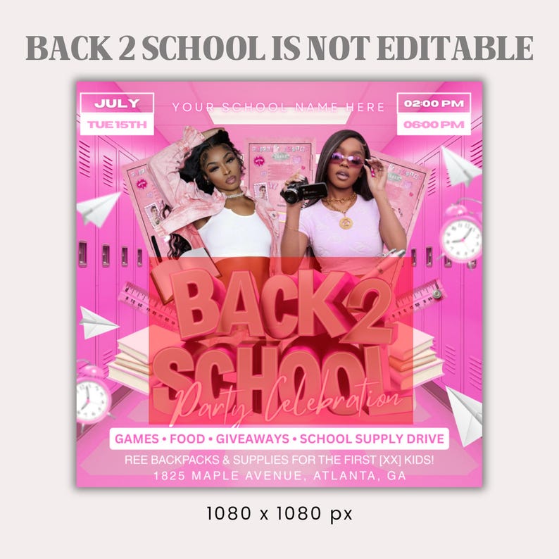 Back to School Party Flyer, Back 2 School Flyer, Summer Flyer, Party ...