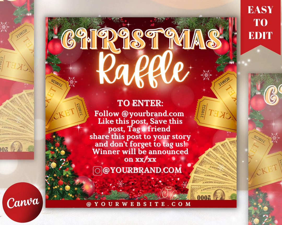 Christmas Raffle Flyer, Contest Flyer, Giveaway Flyer, Holiday Flyer ...