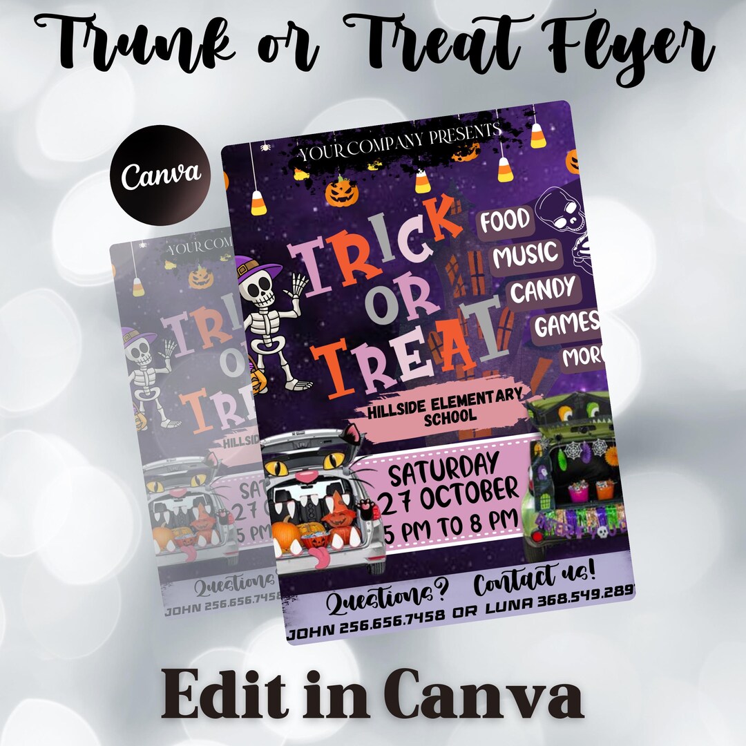 EDITABLE Trunk or Treat, Halloween Flyer, Trunk or Treat Invitation ...