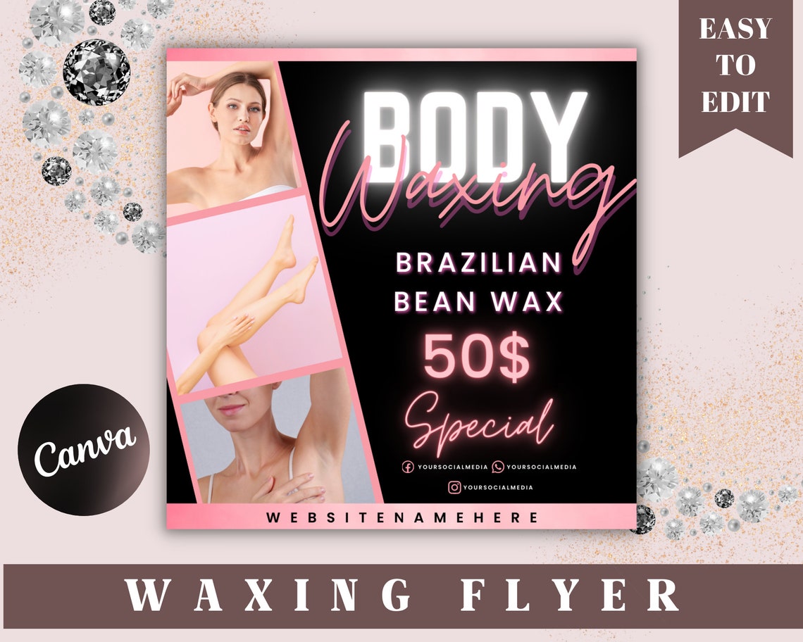 Waxing Flyer Waxing Flyer Template Body Waxing Flyer - Etsy