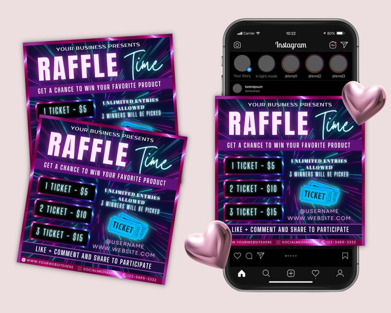 Raffle Flyer Template | DIY Business Branding Giveaway Ticket Contest ...