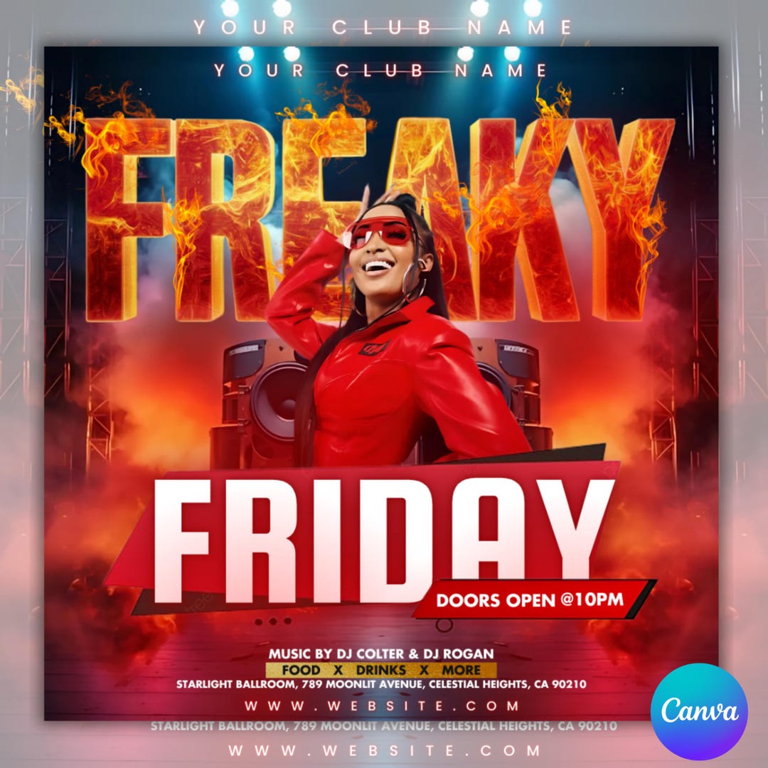 Freaky Friday Party Flyer, Editable Friday Party Flyer, DJ Nightclub ...