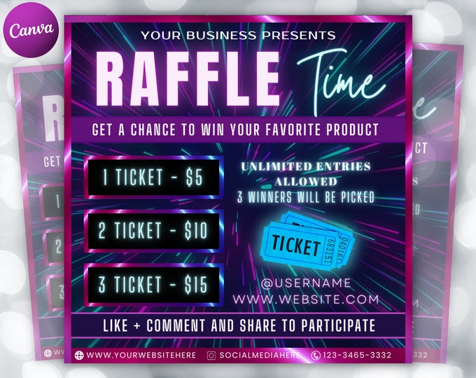 Raffle Flyer Template DIY Business Branding Giveaway Ticket Contest ...