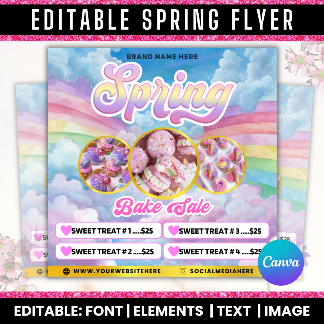 March Bake Sale Flyer, Spring Bakery Flyer Template, Sweet Treats Flyer ...