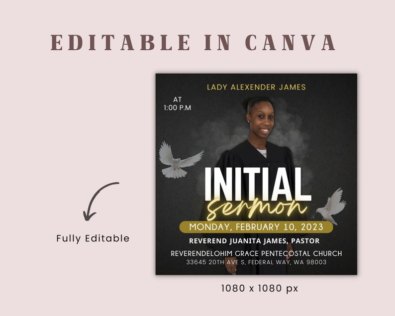 Initial Sermon Flyer Social Media Flyer Template for Initial - Etsy