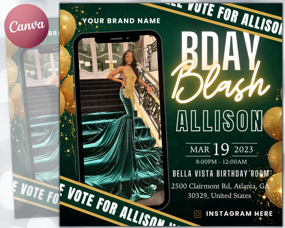 Birthday Flyer, Custom Editable Templates, Instagram Business Canva ...