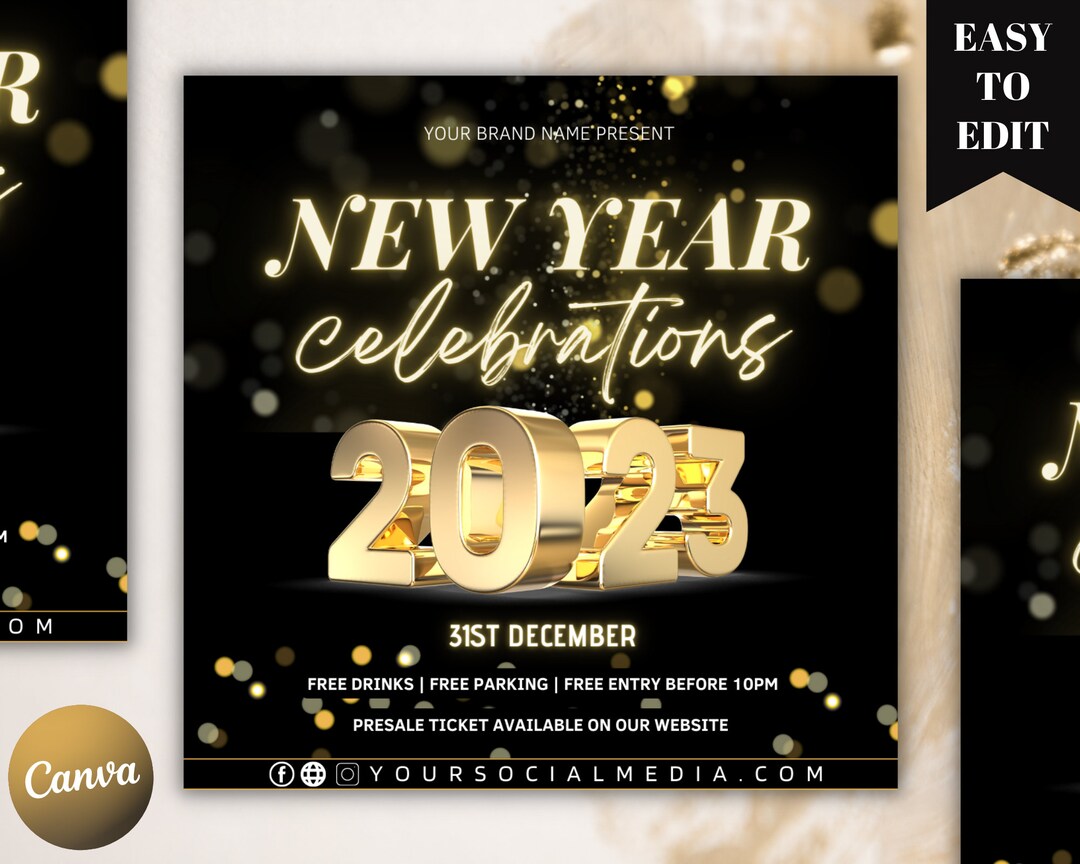 New Year Party Flyer, New Year Eve Flyer, New Year Party Flyer, Night ...