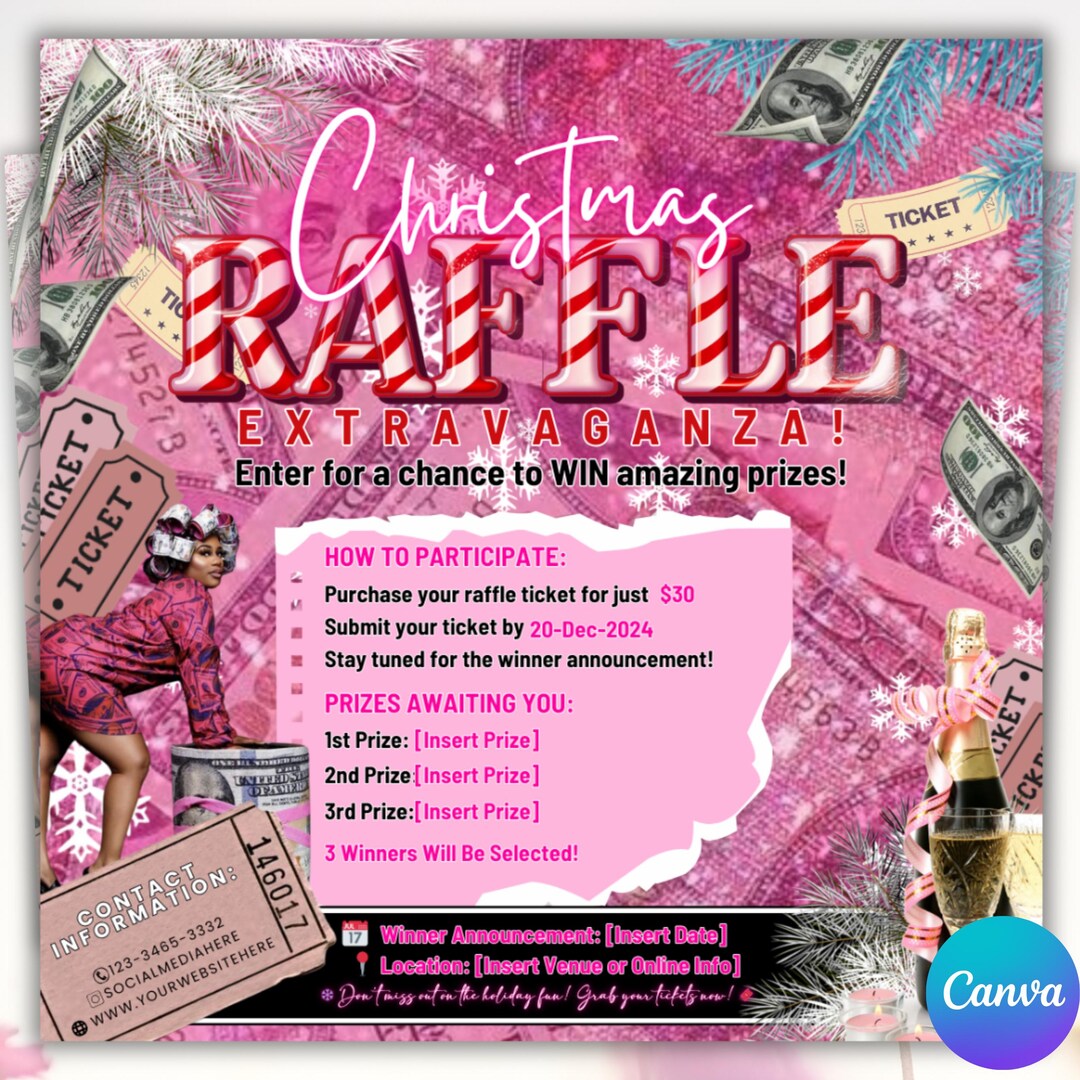 Christmas Raffle Flyer, DIY Flyer Template Design, Raffle Flyer ...