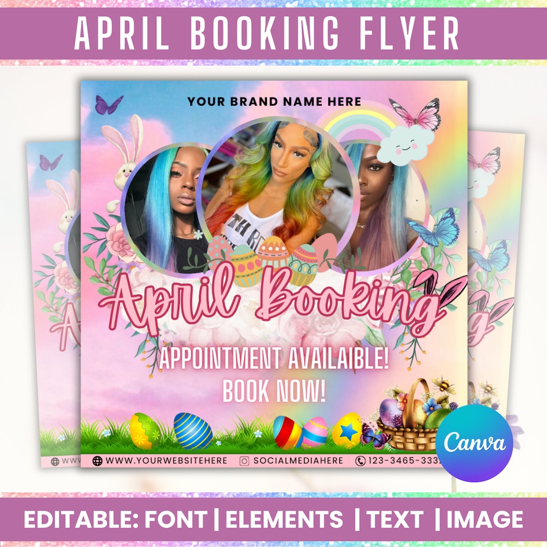 Happy Easter Sale Flyer, April Booking Flyer, Bookings Available ...