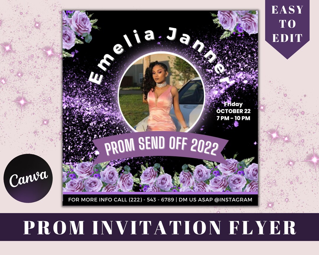 Prom Invite, Prom Invitation Flyer, Prom Celebration, Prom Event Flyer ...