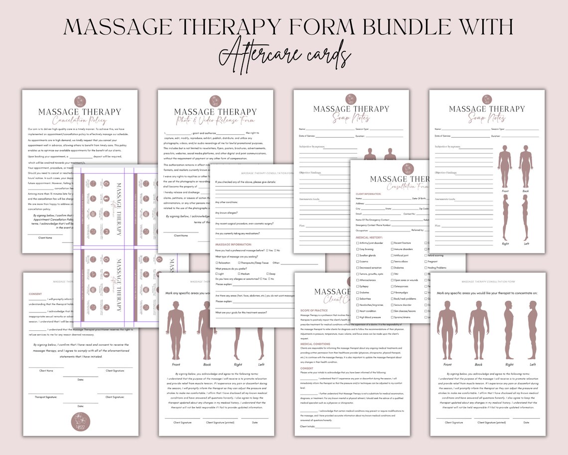 Massage Therapy Forms, Massage Consent, Massage Consultation, Massage ...