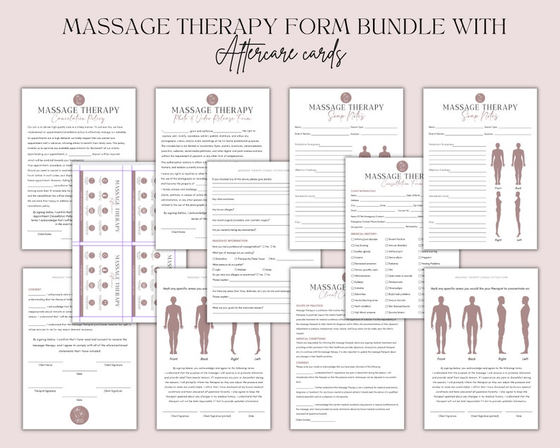 Massage Therapy Forms, Massage Consent, Massage Consultation, Massage ...