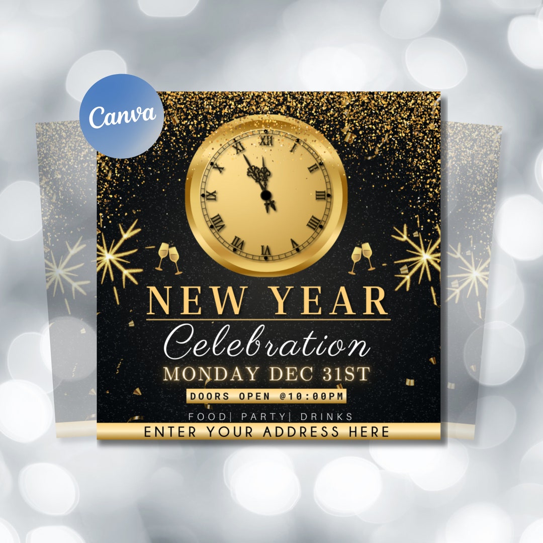 2024 New Years Flyer, New Years Invite, Happy New Year Flyer, Holiday ...