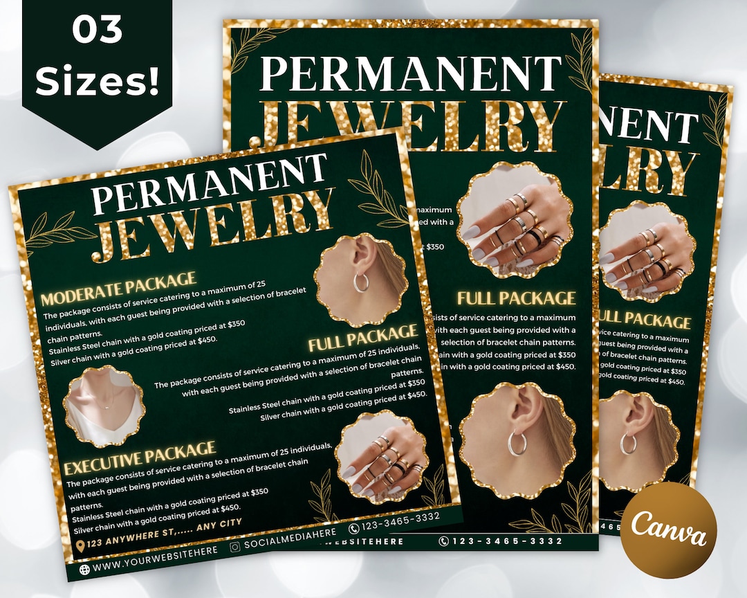 Permanent Jewelry Flyer, Permanent Jewelry Pop Up, Permanent Jewelry ...