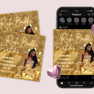 Birthday Flyer Template| DIY Golden Goddess Bday Social Media Instagram ...