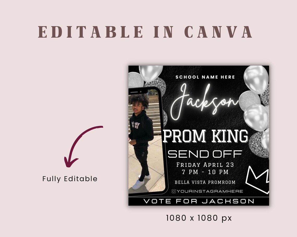 Vote Homecoming KING , Social Media Flyer, Class Campaign Flyer, Prom ...