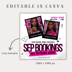 Editable September Booking Flyer, DIY Hair Lash Makeup Nail ...