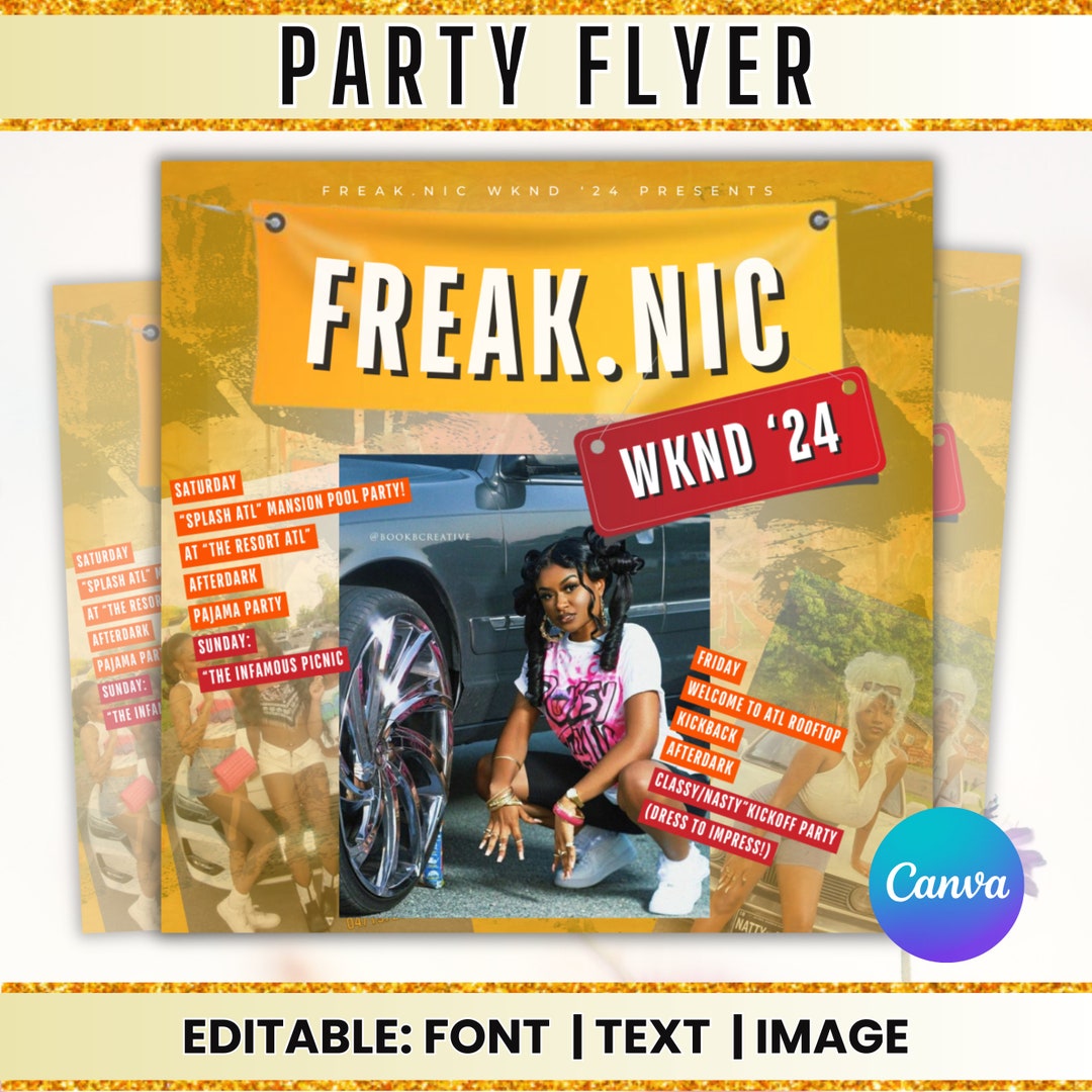 Freaknik Party Flyer, Pool Party Flyer, Pool Mansion Party, Summer ...