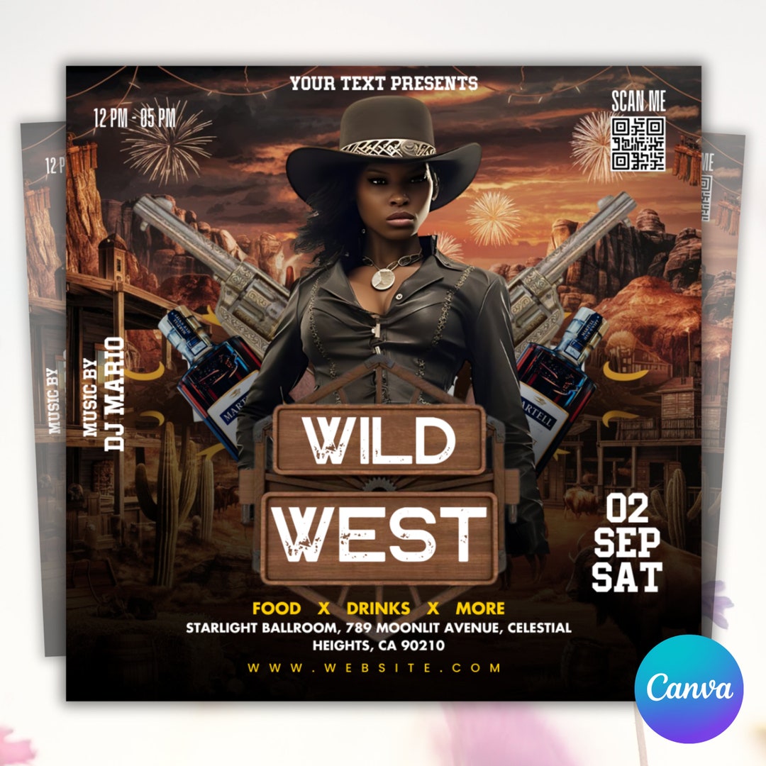 Western Party Flyer, Night Club Flyer, Summer Pool Party Flyer, Cowgirl ...