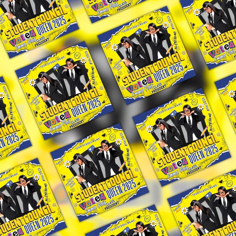 Blue and Yellow Student Council Campaign Flyer for Queen,editable ...