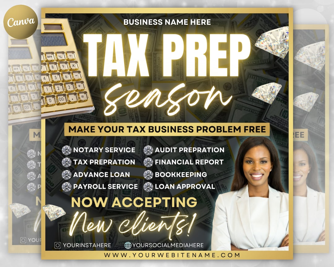 Tax Prep Season Flyer DIY Business Taxes Consultation Boss Taxation Audit Marketing Service ...