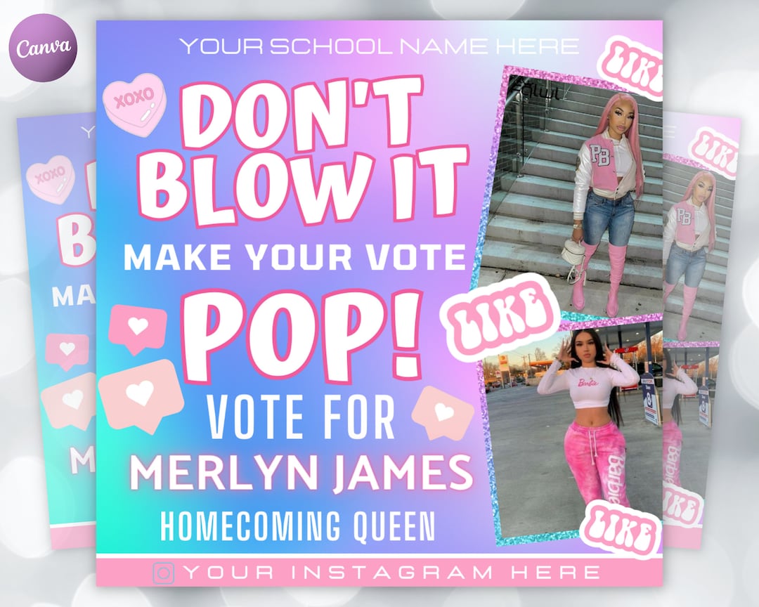 Homecoming Pop the Vote Flyer| DIY Voting Campaign Election High School ...