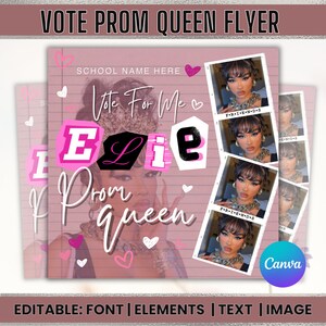 Vote for Prom Queen Flyer, Prom Send off Flyer, Prom Invitation Flyer ...