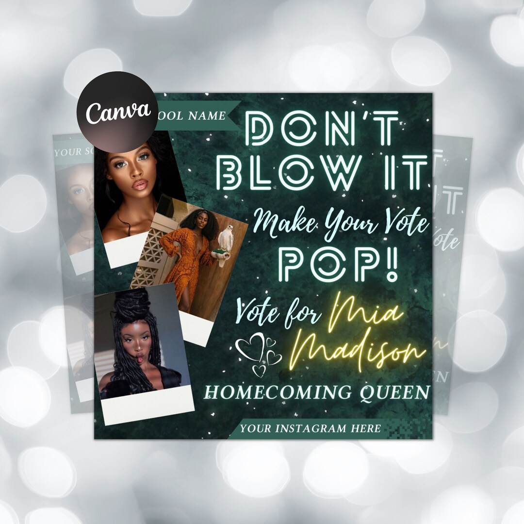 Homecoming Queen Campaign Flyer | DIY Vote for Me Election High School ...