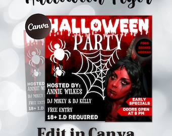 Halloween Party Flyer, Editable Social Media Party Invitation Halloween ...
