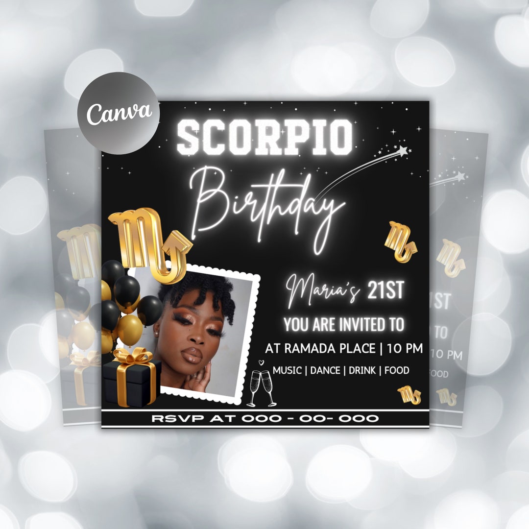 Editable Scorpio Birthday Flyer, Scorpio Invitation, Scorpio Flyer ...