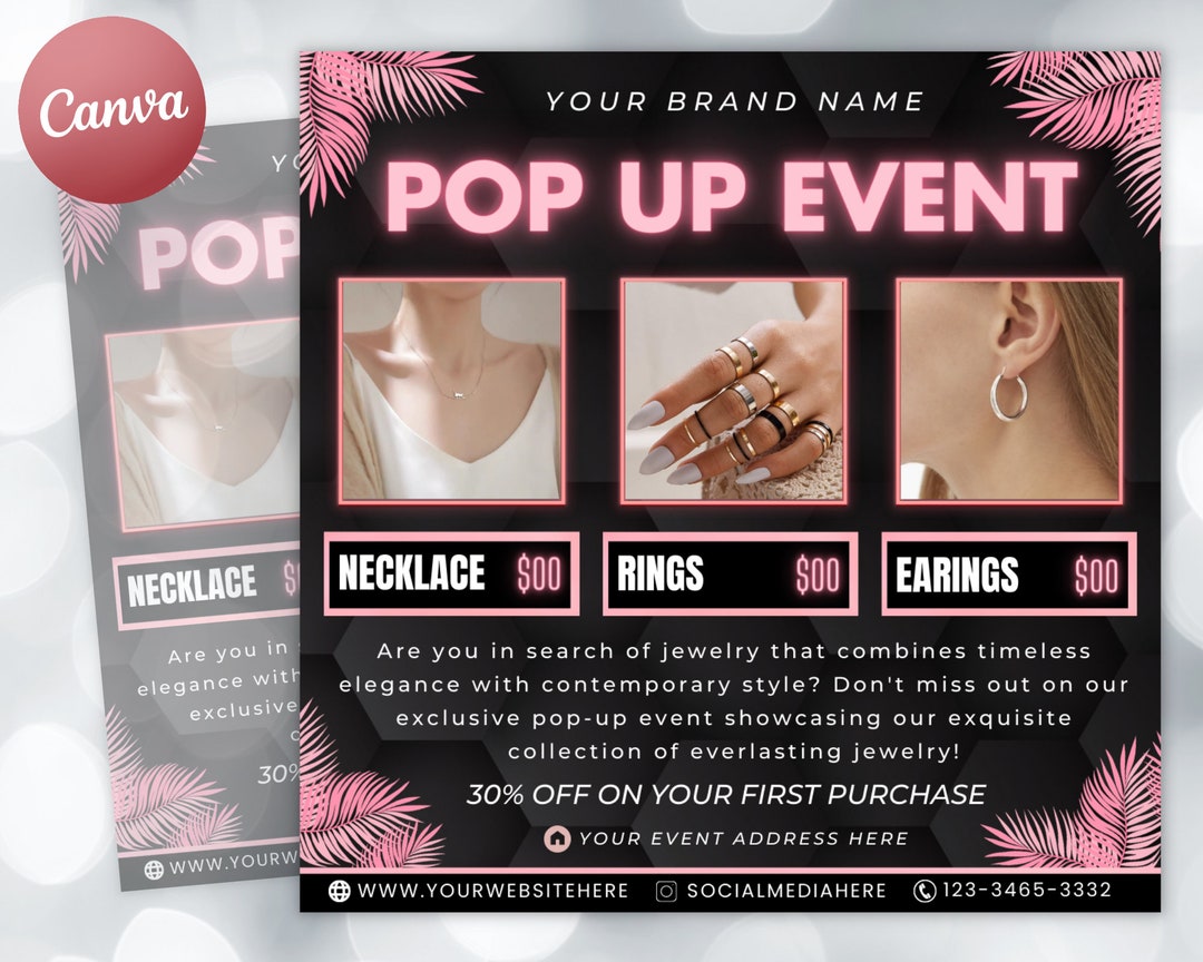 Permanent Jewelry Pop Up, Permanent Jewelry Flyer, Editable Instagram ...