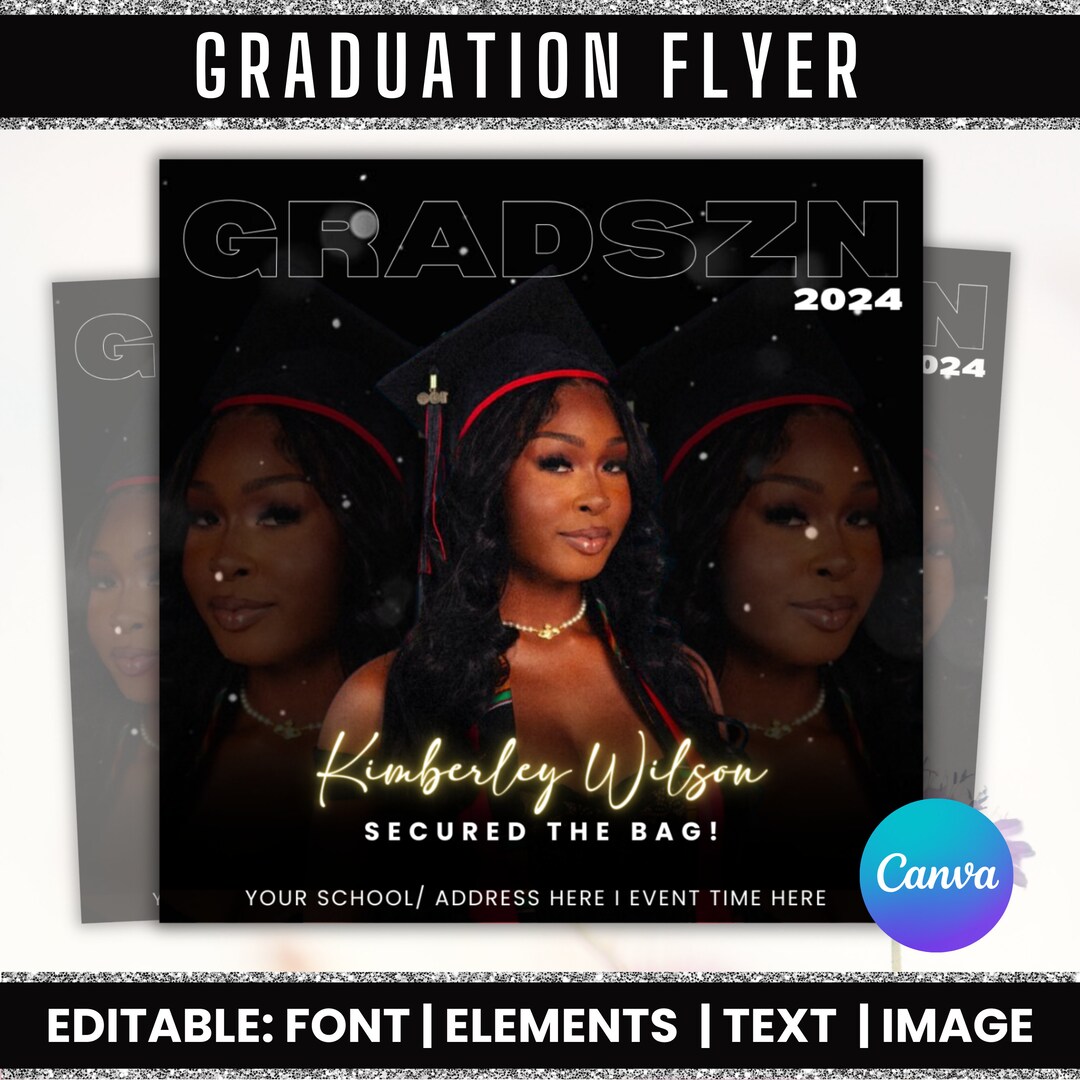 Class of 2024 Graduation Flyer, Canva Graduation Invite, DIY Grad ...