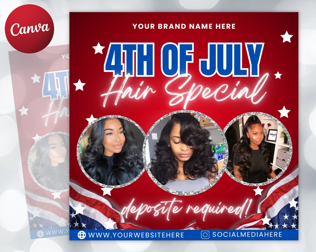 4th of July Flyer, 4th of July Hair Deals Flyer, Independence Day Flyer ...