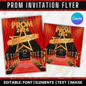 Prom Red Carpet Theme Flyer Prom Night Dance Flyer Under Red Carpet ...